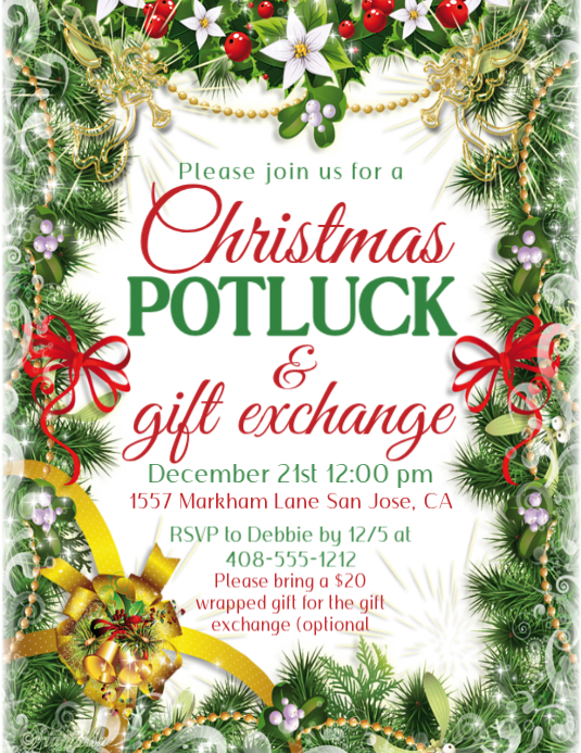 Modèle White Maximalist Christmas Potluck Invitation Flyer (us Letter ...