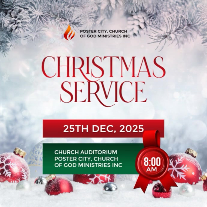 White Maximalist Christmas Service Invitation Flyer Template Instagram ...