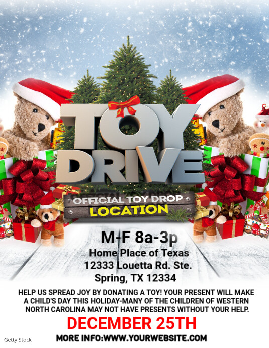 White Maximalist Christmas Toy Drive Flyer (us Letter) Template ...
