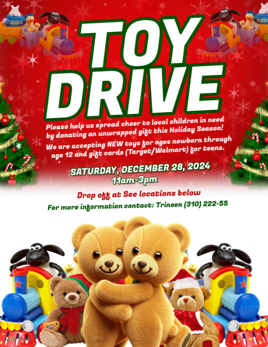 White Maximalist Christmas Toy Drive Flyer (us Letter) Template ...