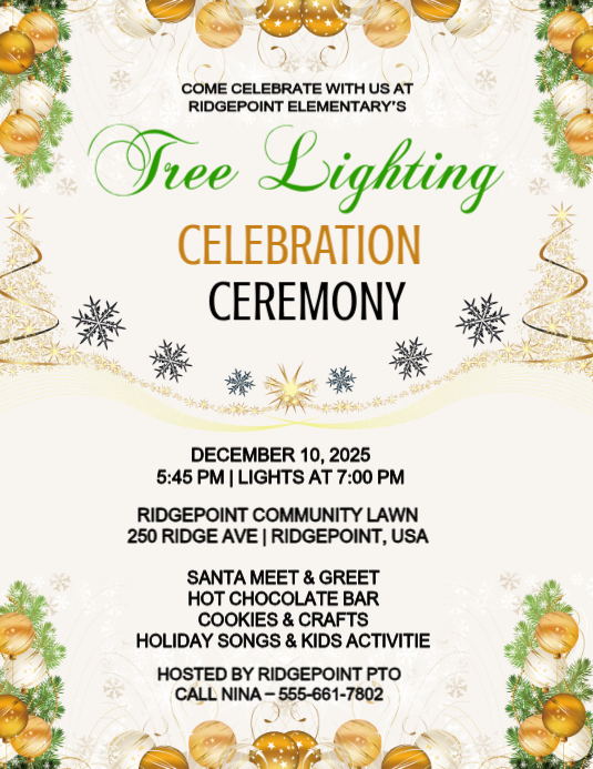 White Maximalist Christmas Tree Lighting Flyer Flyer (us Letter ...