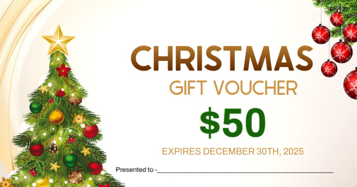 White Maximalist Christmas Voucher Facebook Shared Image Template ...