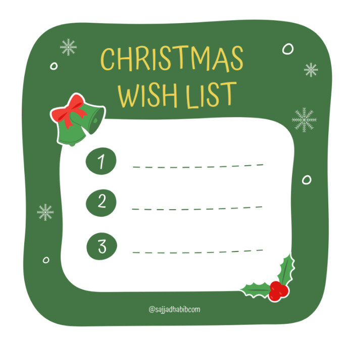 White Maximalist Christmas Wishlist Instagram Post Template | PosterMyWall