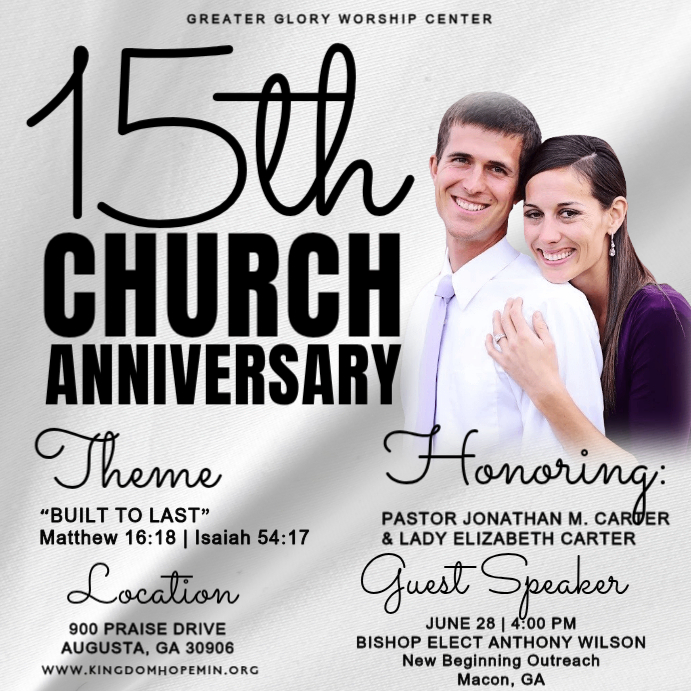 White Maximalist Church & Pastoral Annversary Instagram Post Template ...