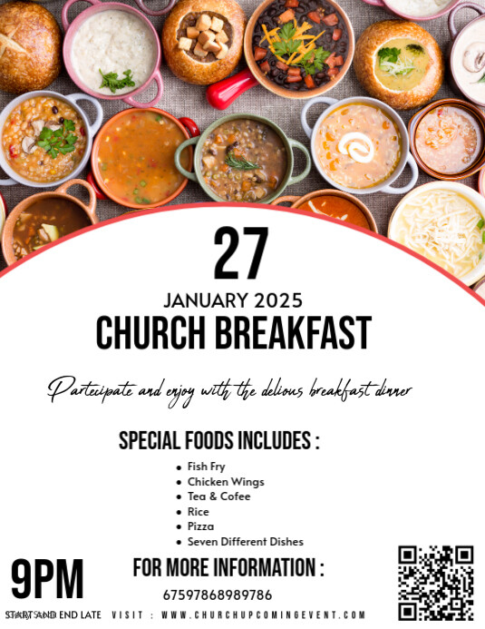 Copy of White Maximalist Church Breakfast Flyer Flyer (us Letter ...