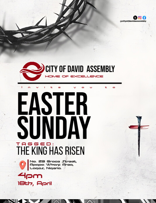 White Maximalist Church Easter Service Flyer (us Letter) Template ...