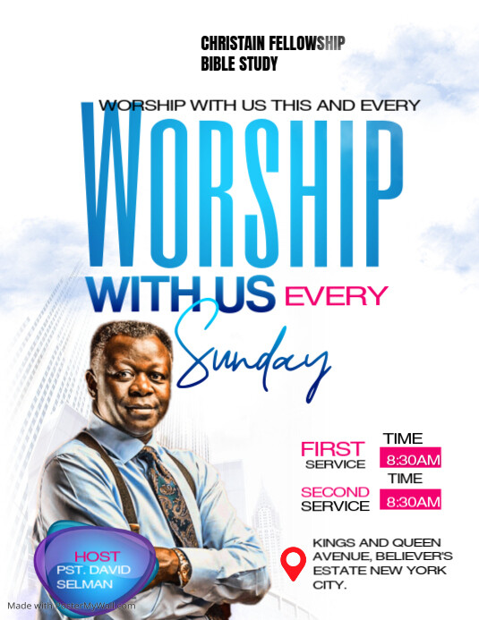 White Maximalist Church Flyer (us Letter) Template | PosterMyWall