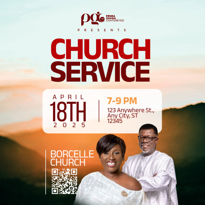 White Maximalist Church Flyer Instagram Post Template | PosterMyWall