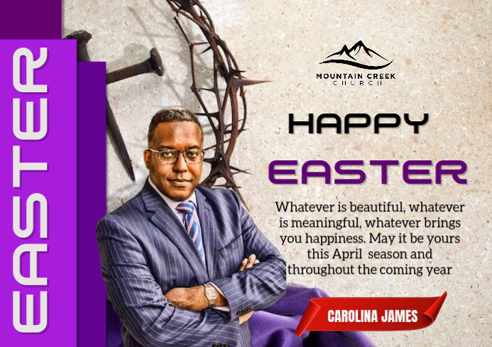 White Maximalist Church Happy Easter A4 Template | PosterMyWall