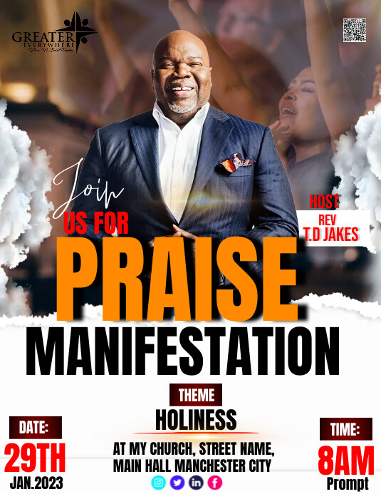 White Maximalist Church Praise Flyer Flyer ( Template | PosterMyWall