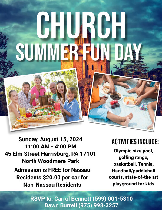 White Maximalist Church Summer Fun Day Flyers Template | PosterMyWall