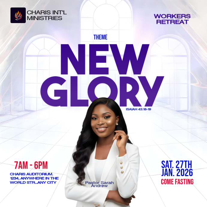 White Maximalist Church Workers Retreat Flyer Template - Instagram Post ...