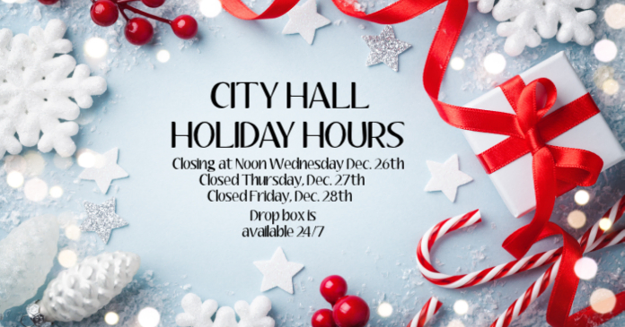 White Maximalist City Hall Holiday Hours Facebook Shared Image Template ...