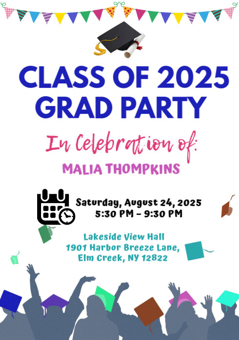 White Maximalist Class Of 2025 Graduation Celebration A4 Template ...
