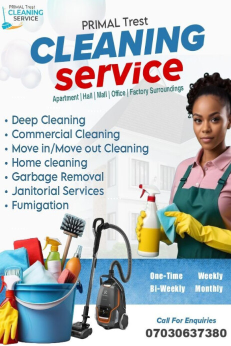 White Maximalist Cleaning Services Poster Template | PosterMyWall