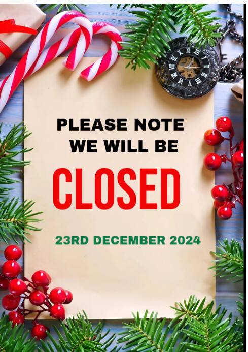 White Maximalist Closed For Christmas A4 Template | PosterMyWall