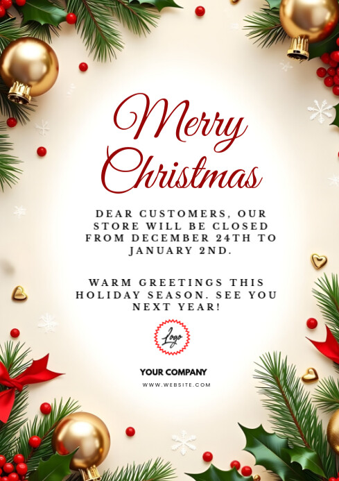 Copy of White Maximalist Closed For Christmas A4 | PosterMyWall