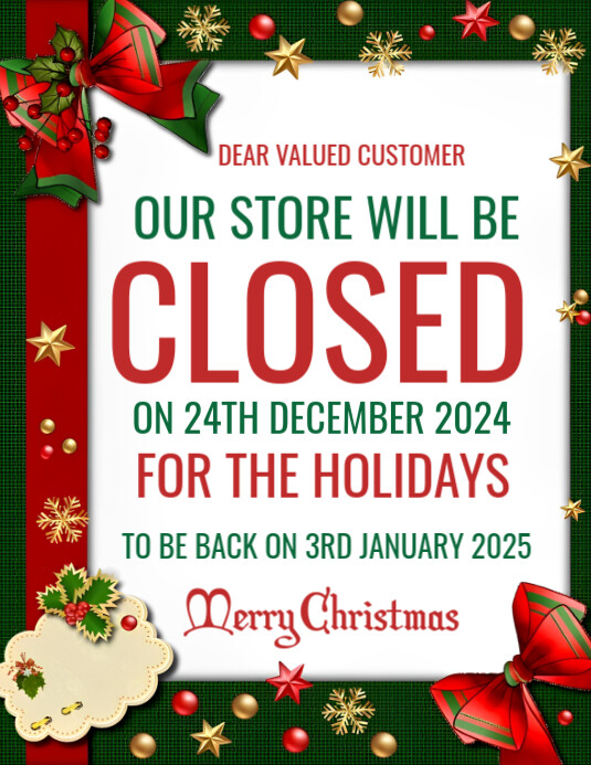 Copy of White Maximalist Closed For Christmas Flyer (us Letter) | PosterMyWall