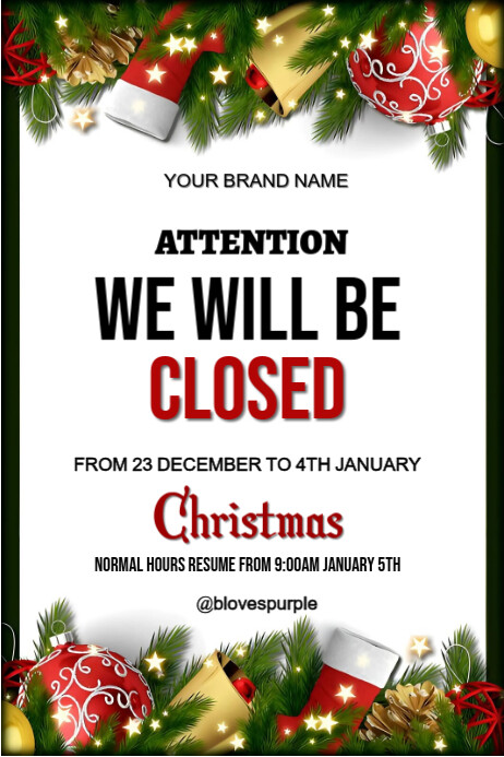 Copy of White Maximalist Closed For Christmas Notice Poster | PosterMyWall