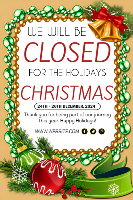 Copy of White Maximalist Closed For Christmas Poster | PosterMyWall