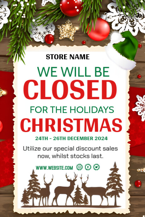 Copy of White Maximalist Closed For Christmas Poster | PosterMyWall