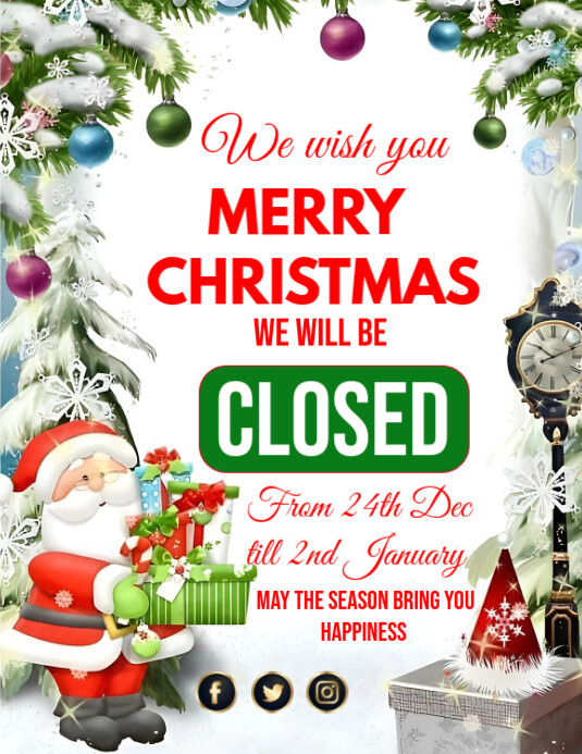 White Maximalist Closed For December Flyer (us Letter) Template ...