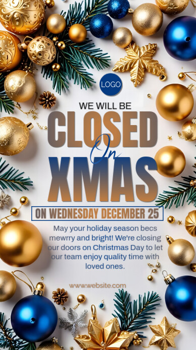 White Maximalist Closed For The Holidays Instagram Story Template | PosterMyWall