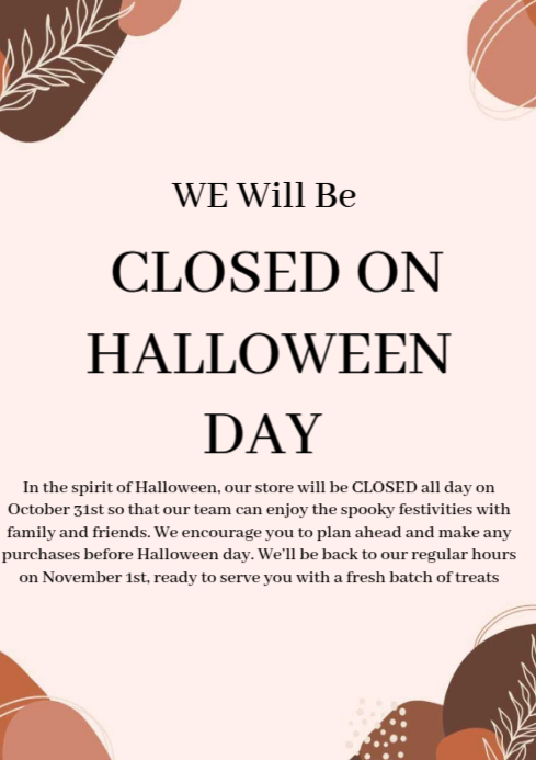 White Maximalist Closed Halloween A4 Template | PosterMyWall
