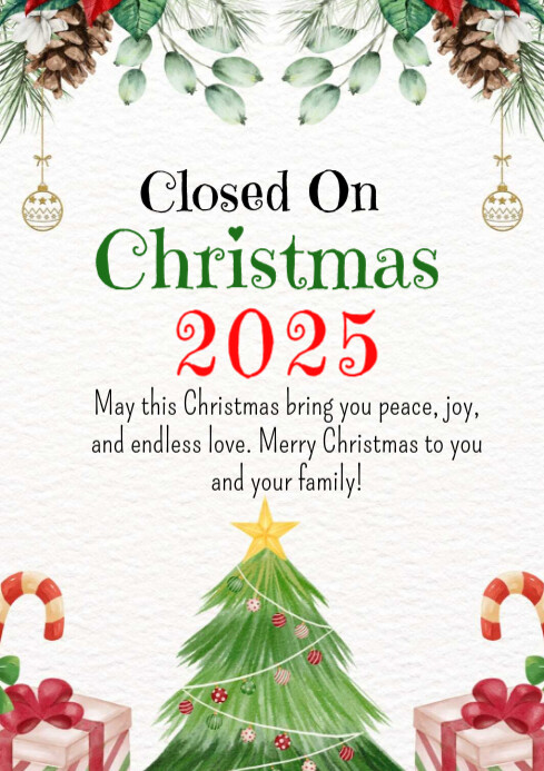 Copy of White Maximalist Closed On Christmas A4 | PosterMyWall