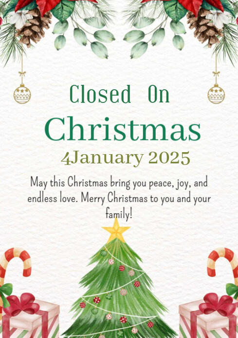 Copy of White Maximalist Closed On Christmas A4 | PosterMyWall