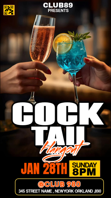 White Maximalist Cocktail Happyhour Instagram Story Template | PosterMyWall