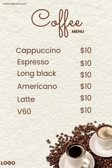 White Maximalist Coffee Menu Poster Template | PosterMyWall