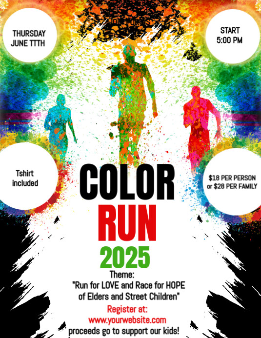 Copy of White Maximalist Color Run Flyer (us Letter) | PosterMyWall