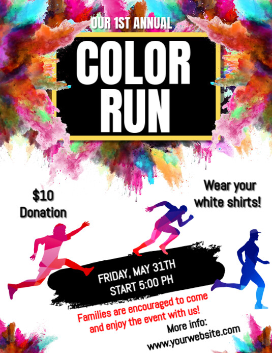 Copy of White Maximalist Color Run Flyer (us Letter) | PosterMyWall