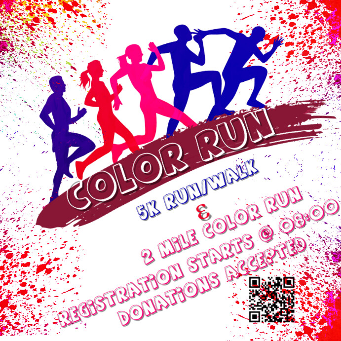 White Maximalist Color Run Instagram Post Template | PosterMyWall