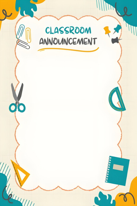 White Maximalist Colorful Classroom Announcement Template – Editable ...