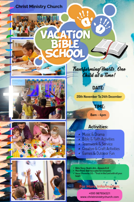 Plantilla de White Maximalist Colourful Vbs Vacational Bible School Poster | PosterMyWall