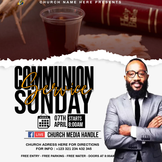 Copy of White Maximalist Communion Sunday Service Instagram Post | PosterMyWall