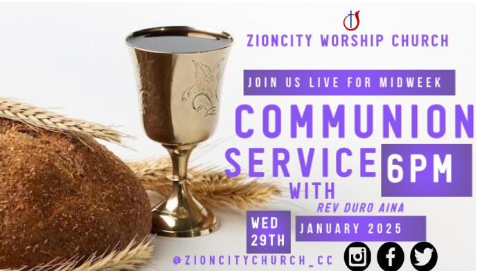 White Maximalist Communion Sunday Service Twitter Post Template | PosterMyWall