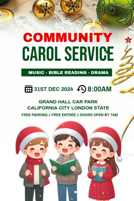Copy of White Maximalist Community Carol Service Invitation Template ...