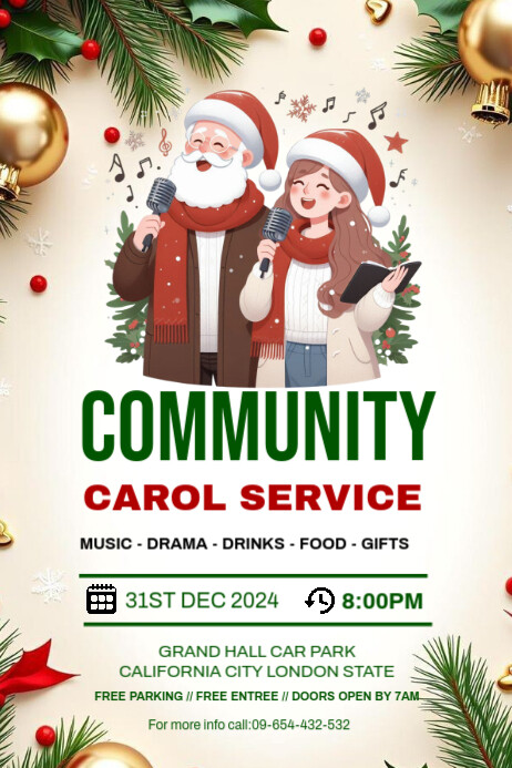 Copy of White Maximalist Community Carol Service Invitation Template ...