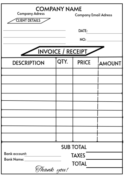 White Maximalist Company Invoice / Receipt Template A4 | PosterMyWall