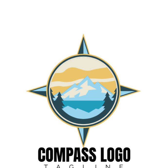 White Maximalist Compass Logo Logo Templat | PosterMyWall