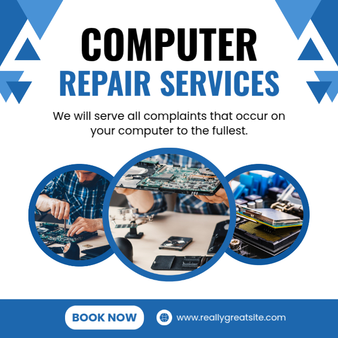 White Maximalist Computer Repair Instagram Post Template | PosterMyWall