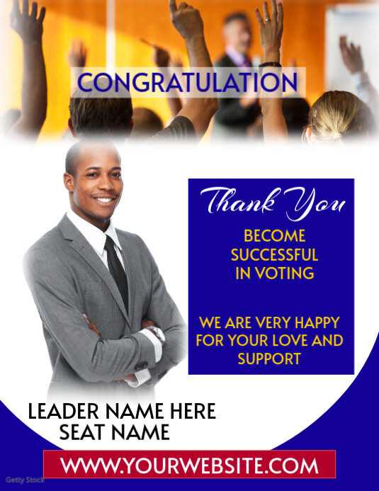 Copy of White Maximalist Congratulation Vote Winning Flyer Flyer (us ...