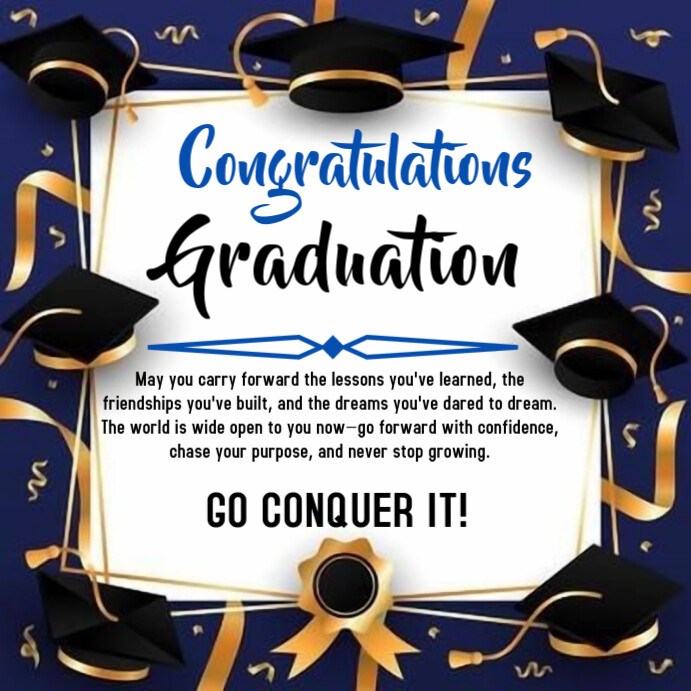 White Maximalist Congratulations Graduation Message Instagram Post Template | PosterMyWall