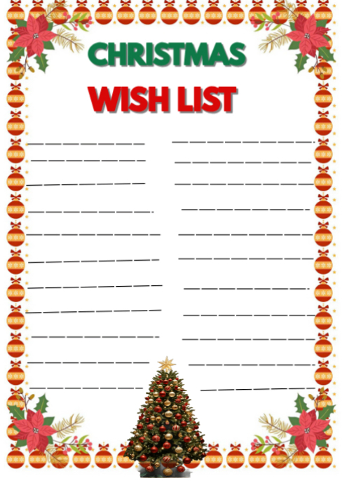 White Maximalist Printable Christmas Wish List A6 Template | PosterMyWall