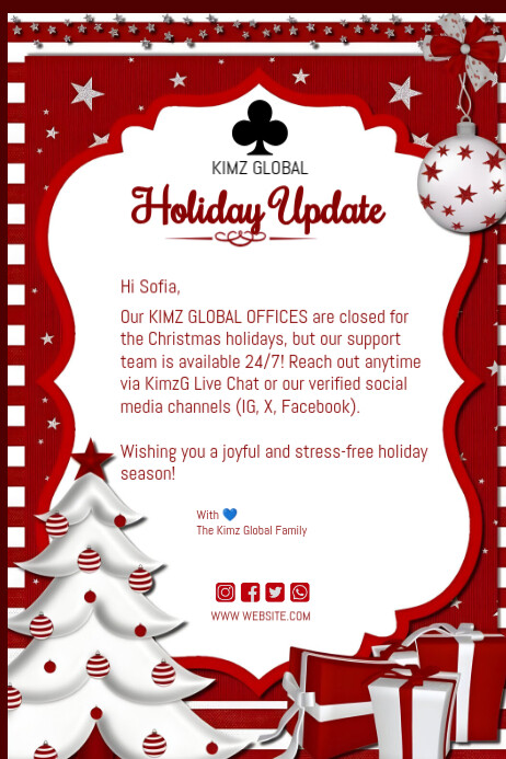 White Maximalist Corporate Holiday Update Poster Template | PosterMyWall