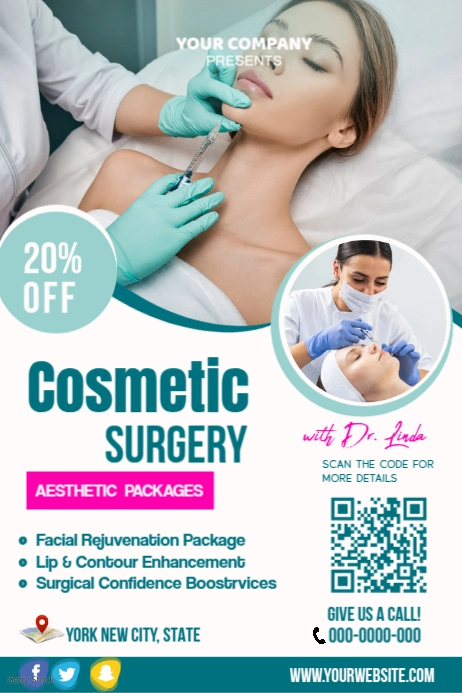White Maximalist Cosmetic Surgery Poster Template | PosterMyWall