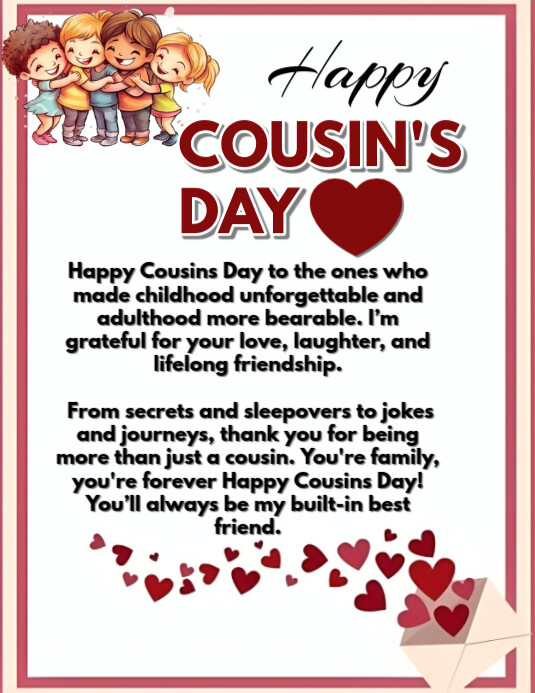 White Maximalist Cousins Day Flyer (us Letter) Template | PosterMyWall